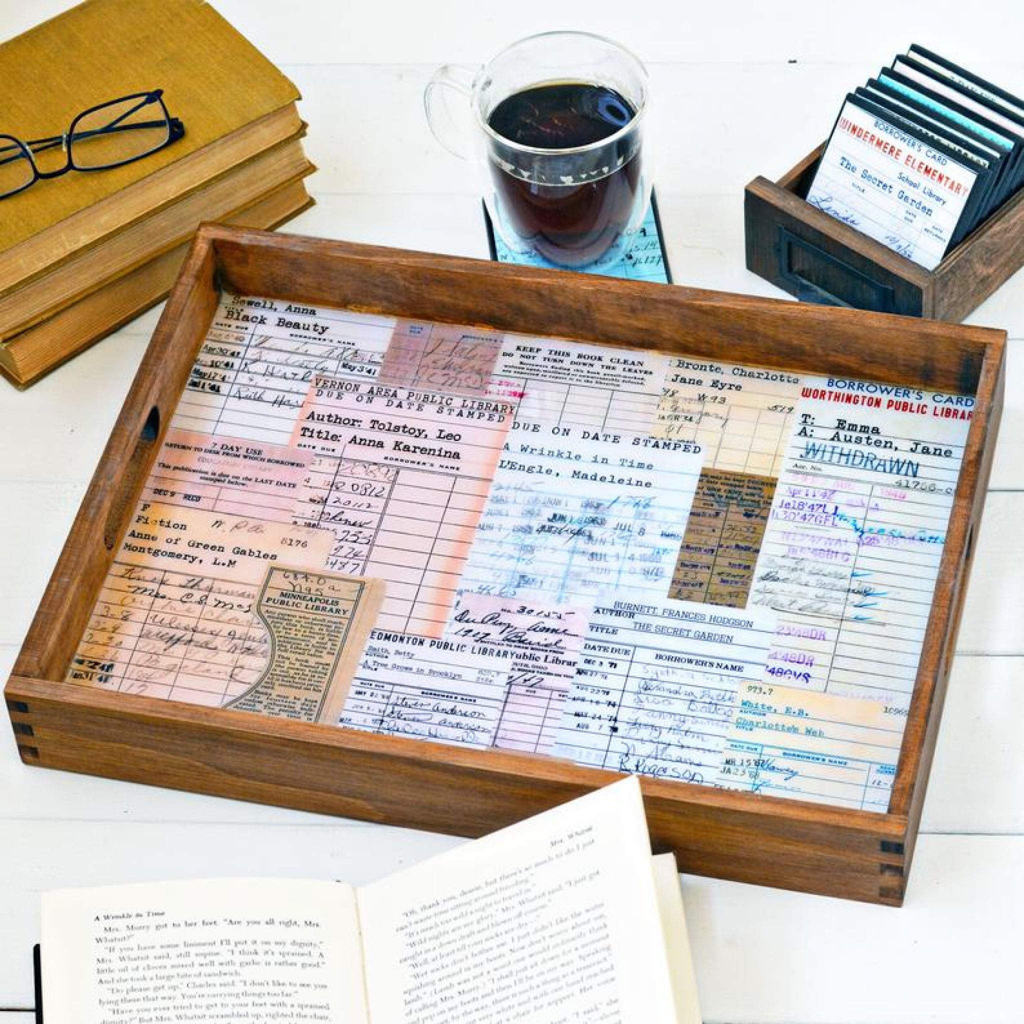 Library Due Date Card Serving Tray for Book Lovers - Gifter World