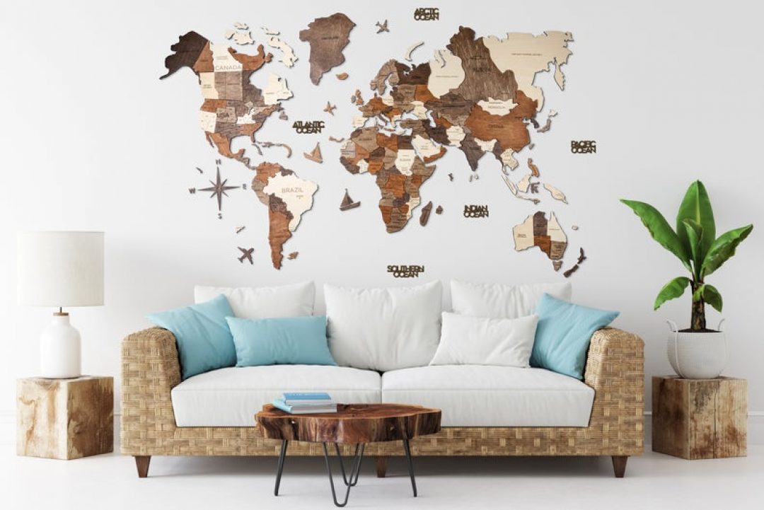 Wooden World Map Wall Decor - 3D - Gifter World
